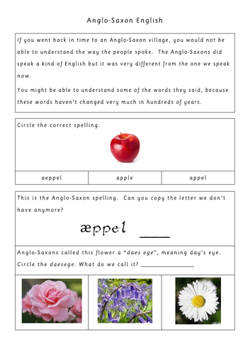 Anglo-Saxons SEN Worksheets: Old English words | Teaching Resources