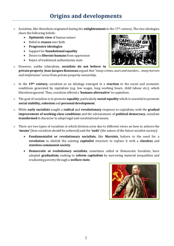 Origins of Socialism A Level Politics | Teaching Resources
