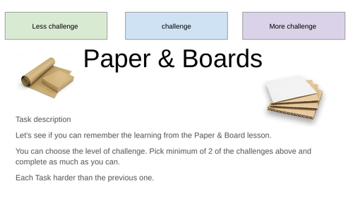 Paper & Boards - Home / Online / Remote work | Teaching Resources