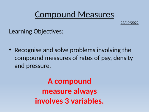 Compound Measures 4 Lesson Bundle | Teaching Resources