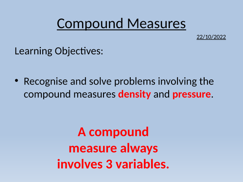 Compound Measures 4 Lesson Bundle | Teaching Resources