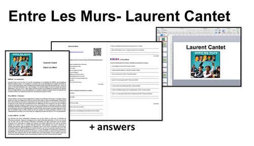 Entre Les Murs- Cantet- Reading and worksheet- A Level French ...