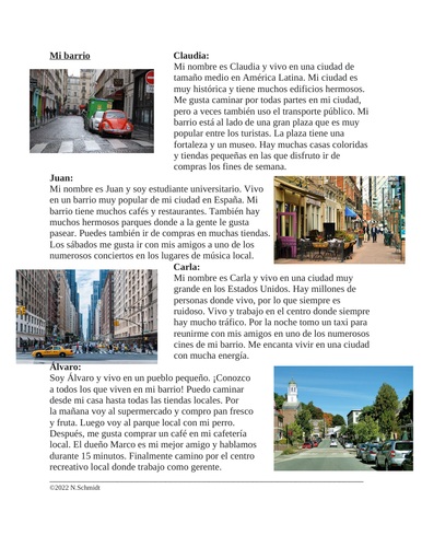 Mi barrio Lectura: Spanish Reading on Neighbourhood/ City / Around Town ...