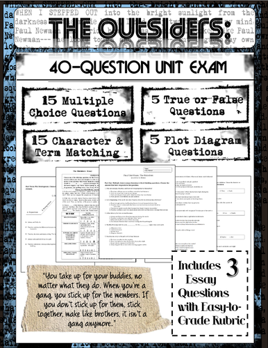 The Outsiders Unit Exam and Essay (40 Questions) | Teaching Resources
