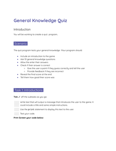 Python Programming Selection challenge | Teaching Resources Python Programming Selection challenge | Teaching Resources
