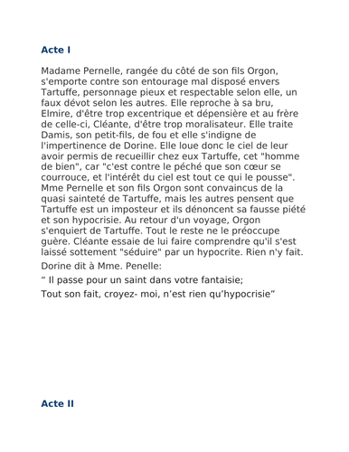 TARTUFFE - advanced level French International Baccalaureat - a ...