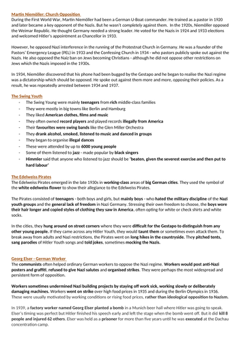 Edexcel: Weimar and Nazi Germany 9-1 | Teaching Resources