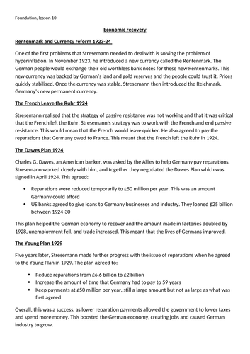 Edexcel: Weimar and Nazi Germany 9-1 | Teaching Resources