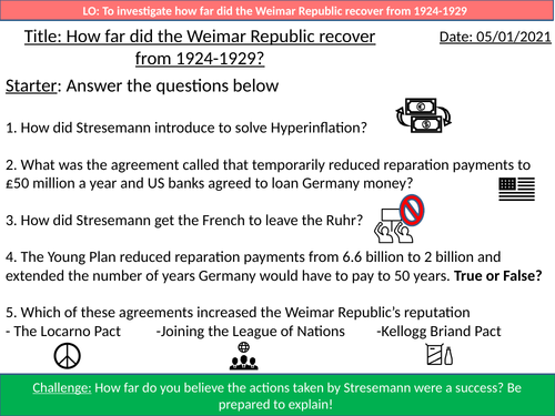 Edexcel: Weimar and Nazi Germany 9-1 | Teaching Resources