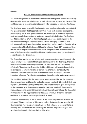 Edexcel: Weimar and Nazi Germany 9-1 | Teaching Resources