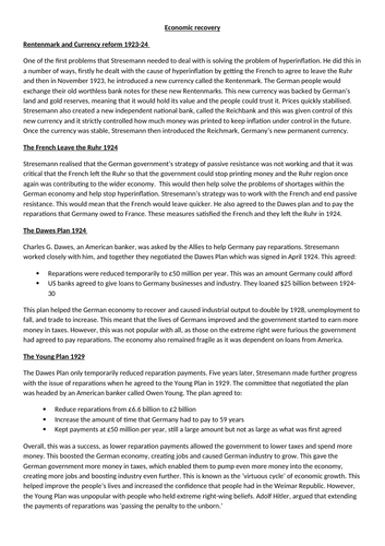 Edexcel: Weimar and Nazi Germany 9-1 | Teaching Resources