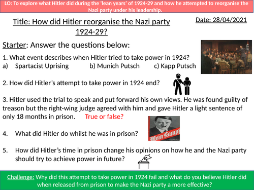 Edexcel: Weimar and Nazi Germany 9-1 | Teaching Resources