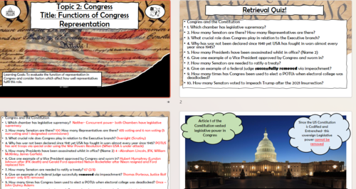 USA Congress -Representation | Teaching Resources