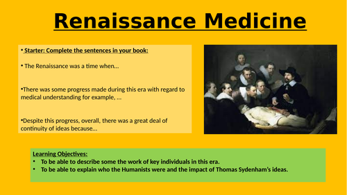 Renaissance Medicine GCSE | Teaching Resources