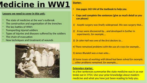 Medicine on the western front WW1 GCSE | Teaching Resources