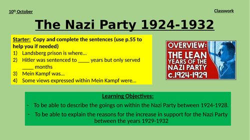 Lean Years of Nazi Party GCSE Germany | Teaching Resources