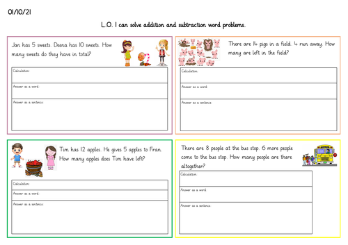 Addition and Subtraction Word Problems Year 2 | Teaching Resources