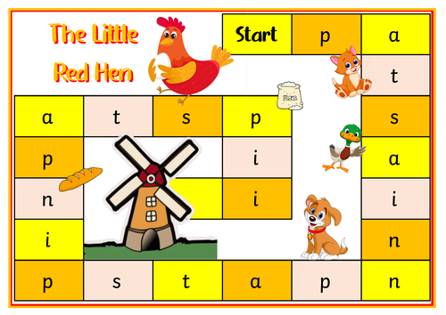 Little Red Hen Phonics Phase 2 Board Game | Teaching Resources