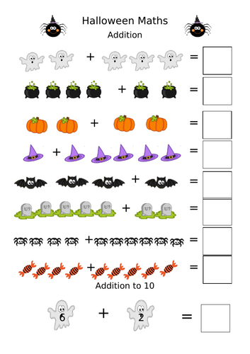 Halloween Maths Addition Worksheets | Teaching Resources
