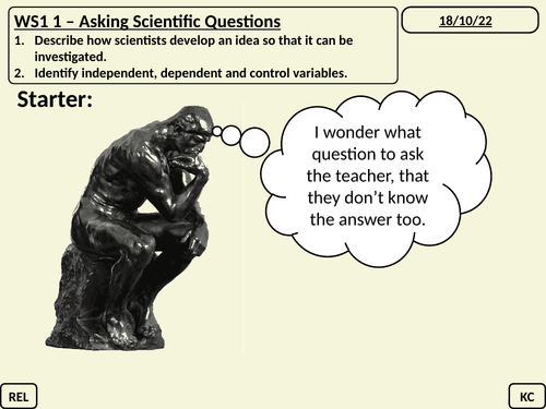 KS3 Working Scientifically WS1 1 Asking Scientific Questions Lesson ...