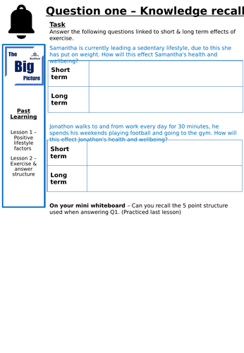 Level 3 Sport - Unit 2 - Question 1 | Teaching Resources