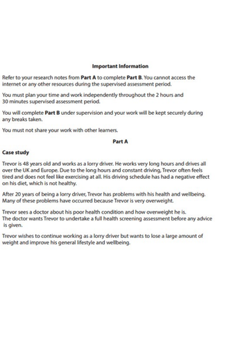 BTEC Sport Level 3 - Unit 2 - Question 2 | Teaching Resources