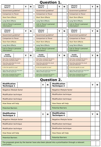BTEC Sport Level 3 - Unit 2 - Question 2 | Teaching Resources