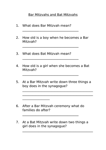 Judaism worksheets | Teaching Resources