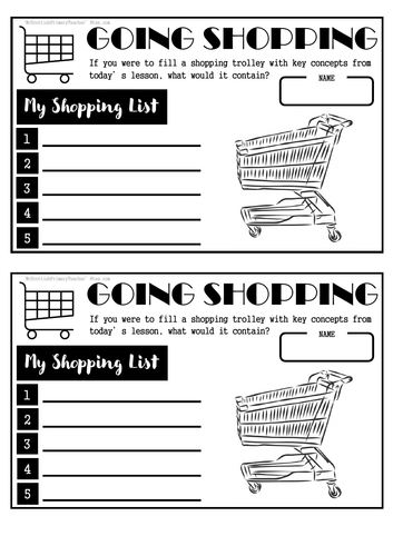 Exit Pass Plenary Card - Going Shopping | Teaching Resources