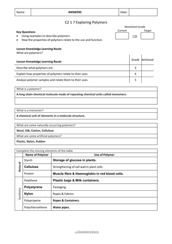 KS3 Chemistry AQA C2 1 7 Exploring Polymers Lesson Bundle | Teaching ... KS3 Chemistry AQA C2 1 7 Exploring Polymers Lesson Bundle | Teaching ...