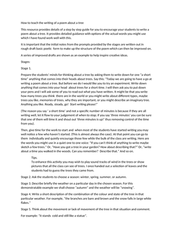 How to teach the writing of a poem about a tree 12-14 years | Teaching ...