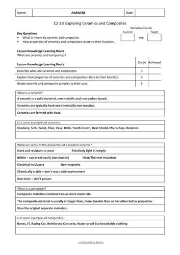 KS3 Chemistry AQA C2 1 8 Exploring Ceramics and Composites Lesson ...