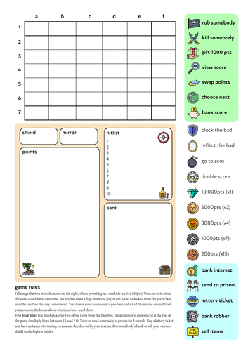Pirate game template | Teaching Resources