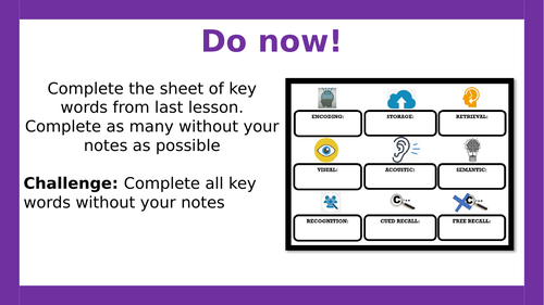 AQA GCSE Psychology: Different types of memory. (Lesson 2 of Memory ...