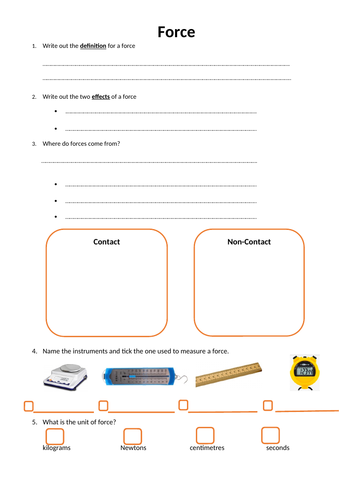 KS3 Physics Forces 4 Worksheets with answers | Teaching Resources