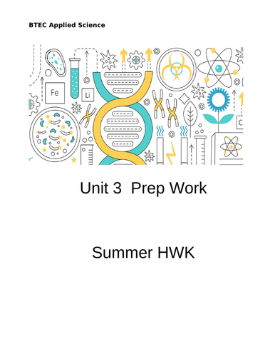 BTEC Applied Science: Unit 3 prep work | Teaching Resources