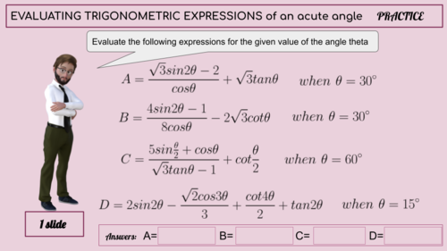 Evaluating Trigonometric Expressions of an Acute Angle -Challenging ... Evaluating Trigonometric Expressions of an Acute Angle -Challenging ...