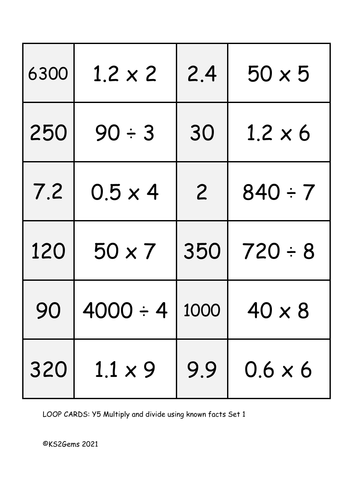 Y5 Maths Multiplication and Division Loop Cards | Teaching Resources Y5 Maths Multiplication and Division Loop Cards | Teaching Resources