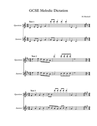 GCSE Music Melodic Dictation, 10 Exercises | Teaching Resources