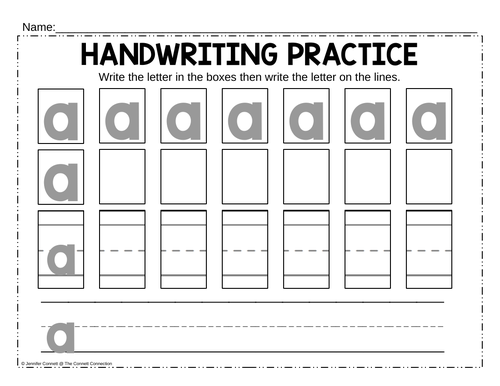 Alphabet Handwriting in Boxes with Lowercase Letters | Teaching Resources