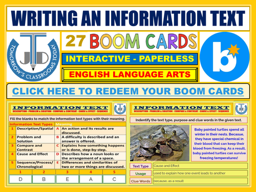 WRITING AN INFORMATION TEXT - 27 BOOM CARDS | Teaching Resources