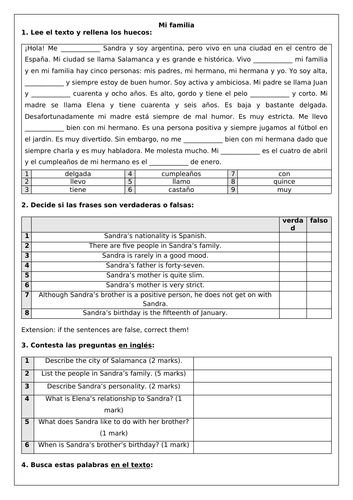 Spanish Family Reading & Translation | Teaching Resources