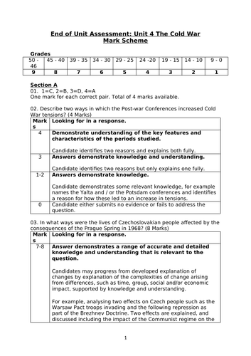End of Unit Assessment: The Cold War | Teaching Resources
