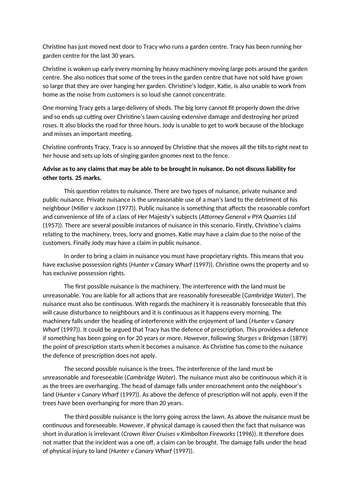 A-Level Law: Nuisance Scenario Essay + Model + Plan | Teaching Resources