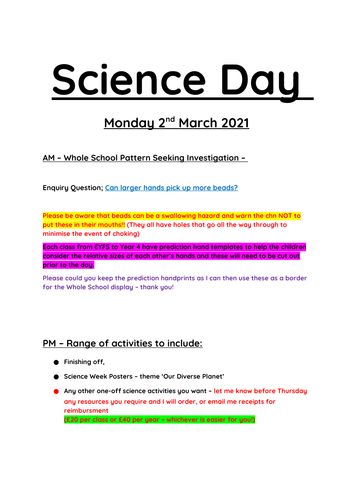 Whole School Science Day - Pattern Seeking Primary Science Enquiry ...