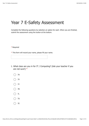 Year 7 / 8 E-Safety SoW | Teaching Resources