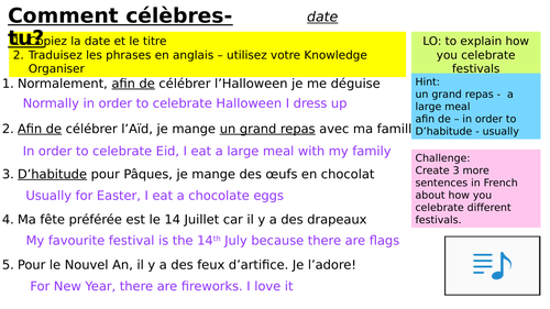 NEW - Year 8 French - Dynamo 2 - Module 2 Les Fêtes | Teaching Resources