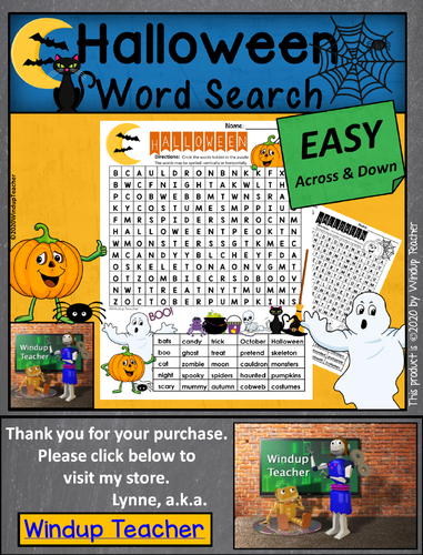 Halloween Word Search | EASY Puzzle | Ready to Go! | Teaching Resources