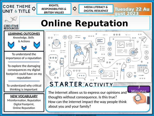 Online Reputation + critical Thinking PSHE | Teaching Resources