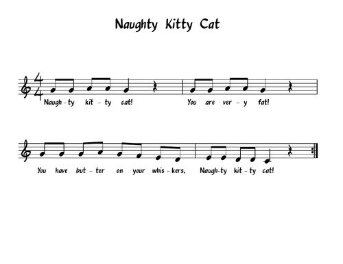 Naughty Kitty Cat - Boomwhacker Play Along Video and Sheet Music ...